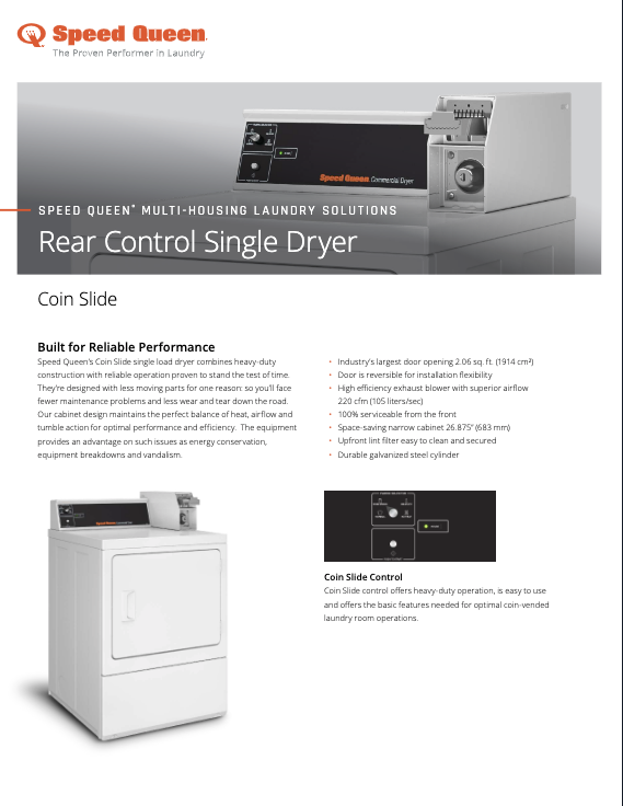 Single Dryers - Speed Queen® Multi-Housing