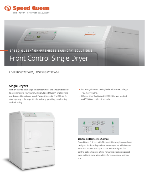 Single Dryers - Speed Queen® Commercial