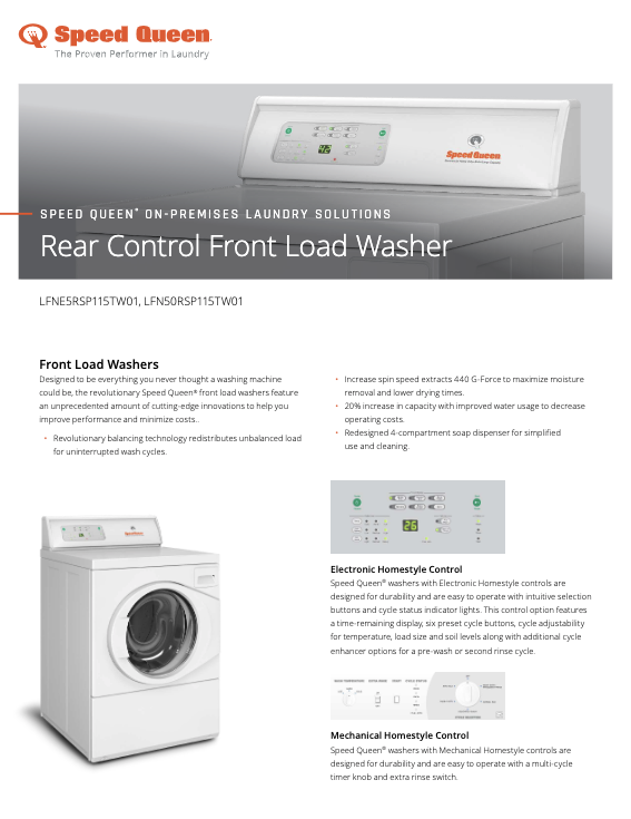 Front Load Washers - Speed Queen® Commercial