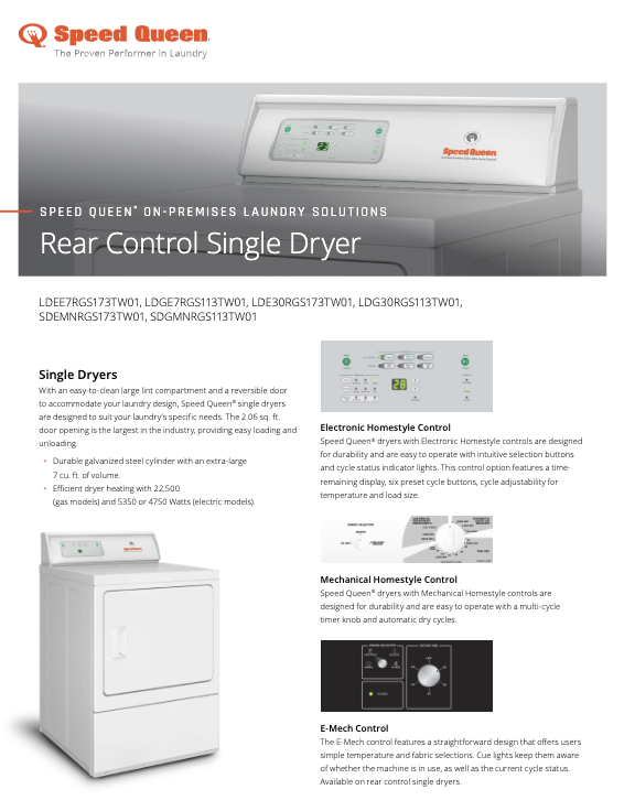 Single Dryers - Speed Queen® Commercial