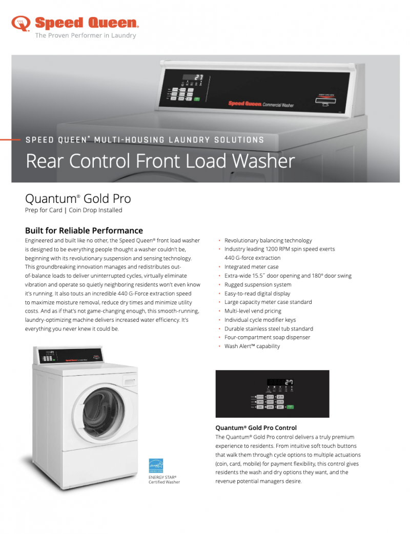 Front Load Washers - Speed Queen® Commercial