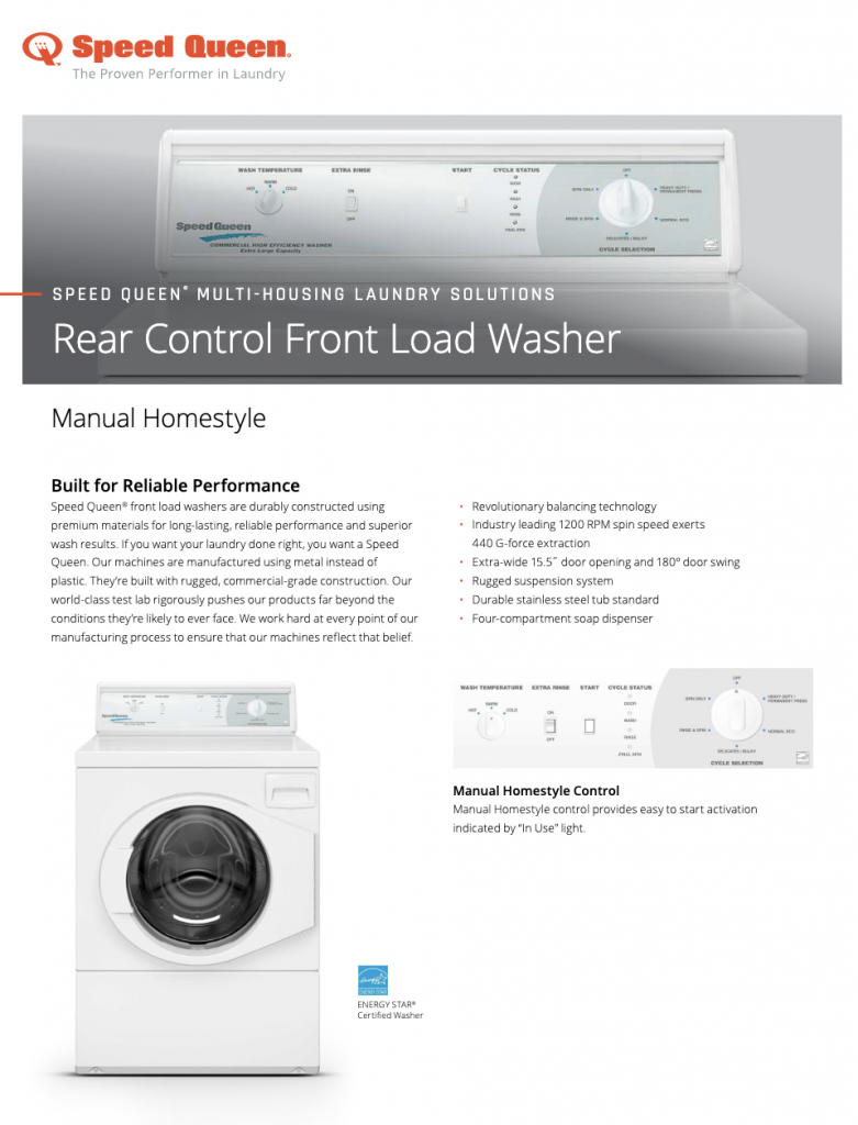 Front Load Washers - Speed Queen® Commercial