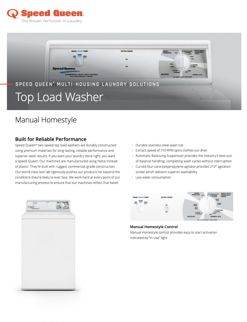 Top Load Washers - Speed Queen® Commercial