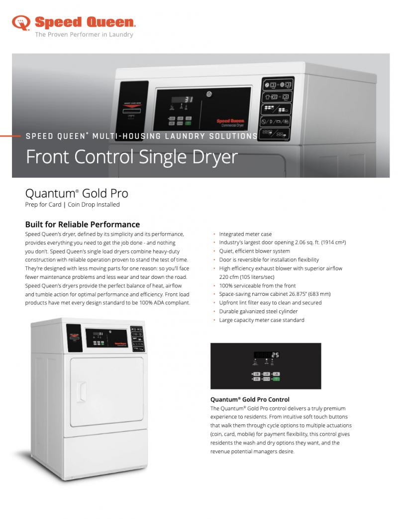 Single Dryers - Speed Queen® Multi-Housing