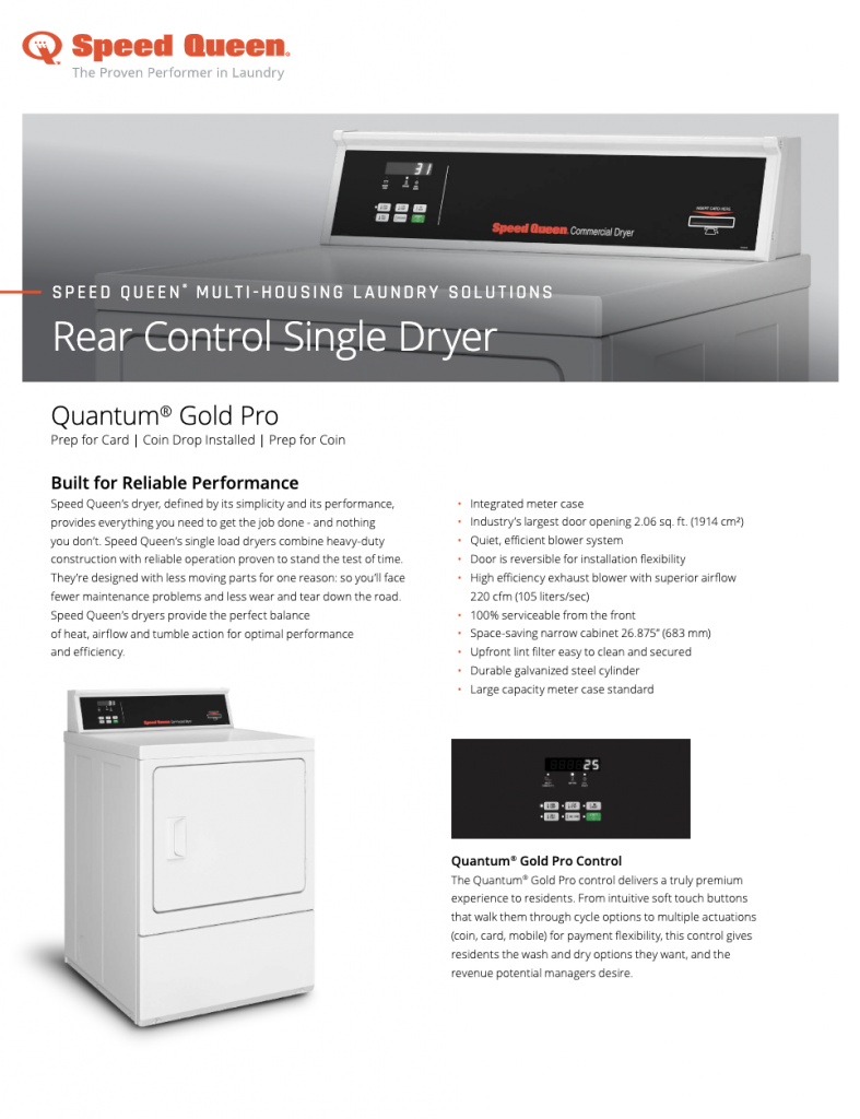 Single Dryers - Speed Queen® Multi-Housing