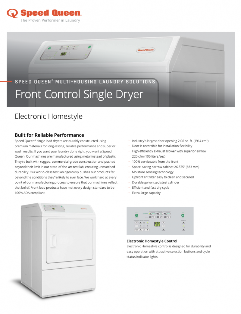 Single Dryers - Speed Queen® Multi-Housing